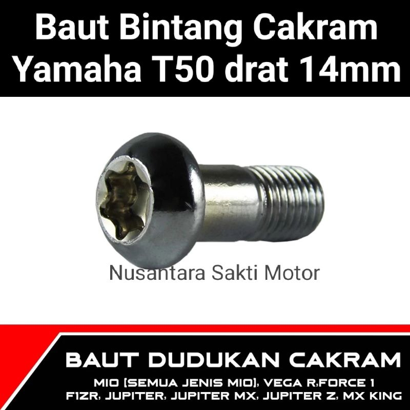 Jual baut bintang rem cakram kaliper depan belakang yamaha t50 drat 14 mm jupiter z Vega zr mio ...
