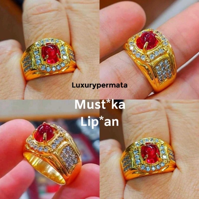 Jual Cincin Batu Merah Siem Must**ika Lip*an Merah Kristal | Shopee ...