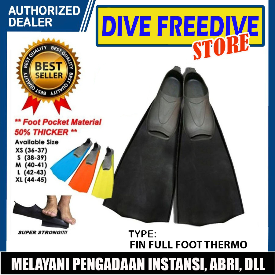 Jual Fin FF Thermo Rubber Fins Kaki Katak Renang Selam Scuba Diving Snorkeling Snorkling ...
