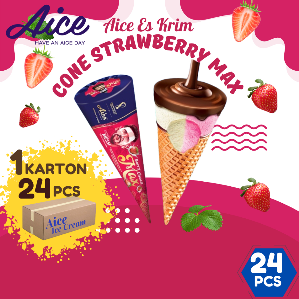 Jual Aice Es Krim Cone Berry Max 1karton 24pcs | Shopee Indonesia