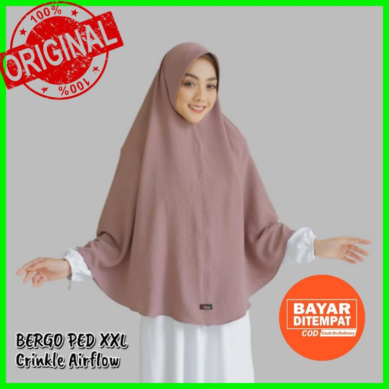 Jual VIRAL! (Bisa COD) MULIA HIJAB Bergo Crinkle Airflow Premium Jumbo XXL / Jilbab Instan Jumbo ...