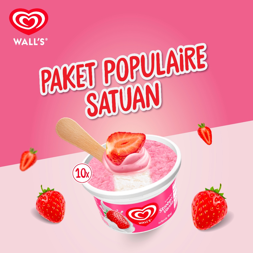 Jual Populaire Strawberry - Es Krim / Ice Cream Wall's | Shopee Indonesia