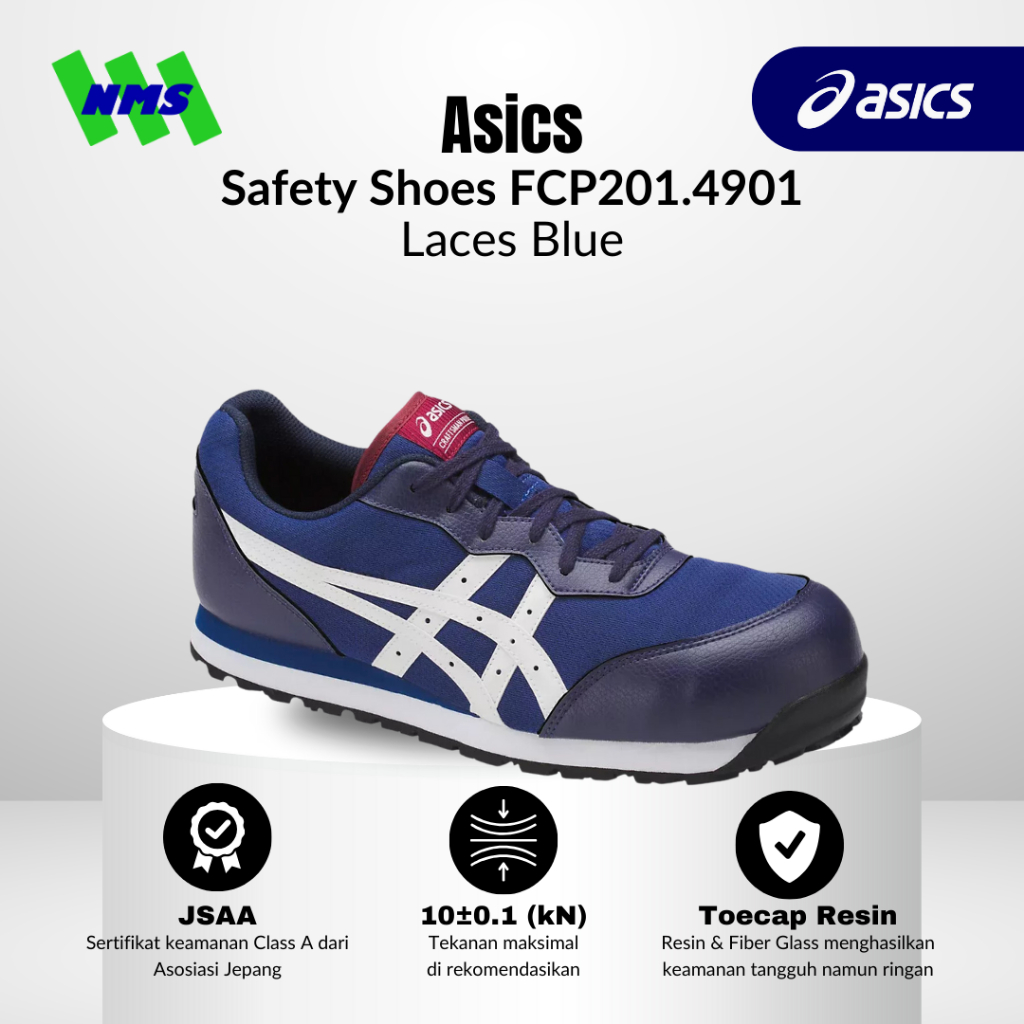 Jual Sepatu Safety ASICS Winjob Protective Sneaker FCP201.4901 Biru ...