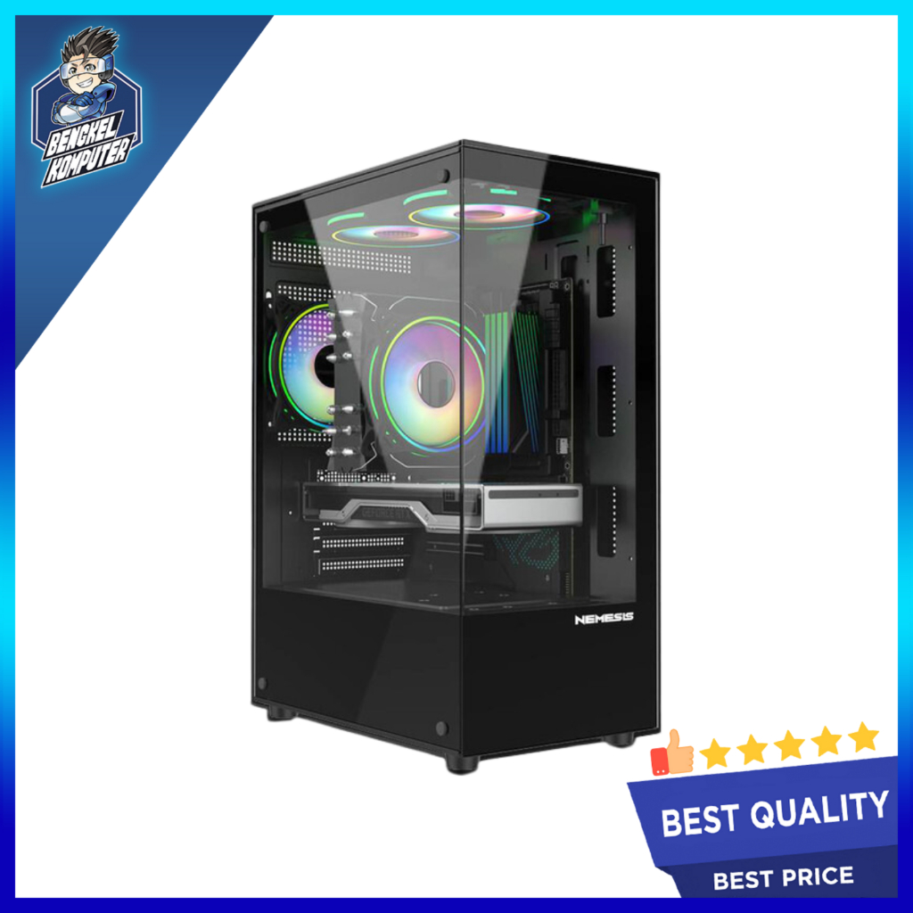 Jual CASING PC NYK NEMESIS T64 BLACK HOMEROS INCLUDE 3 FAN RGB | Shopee ...