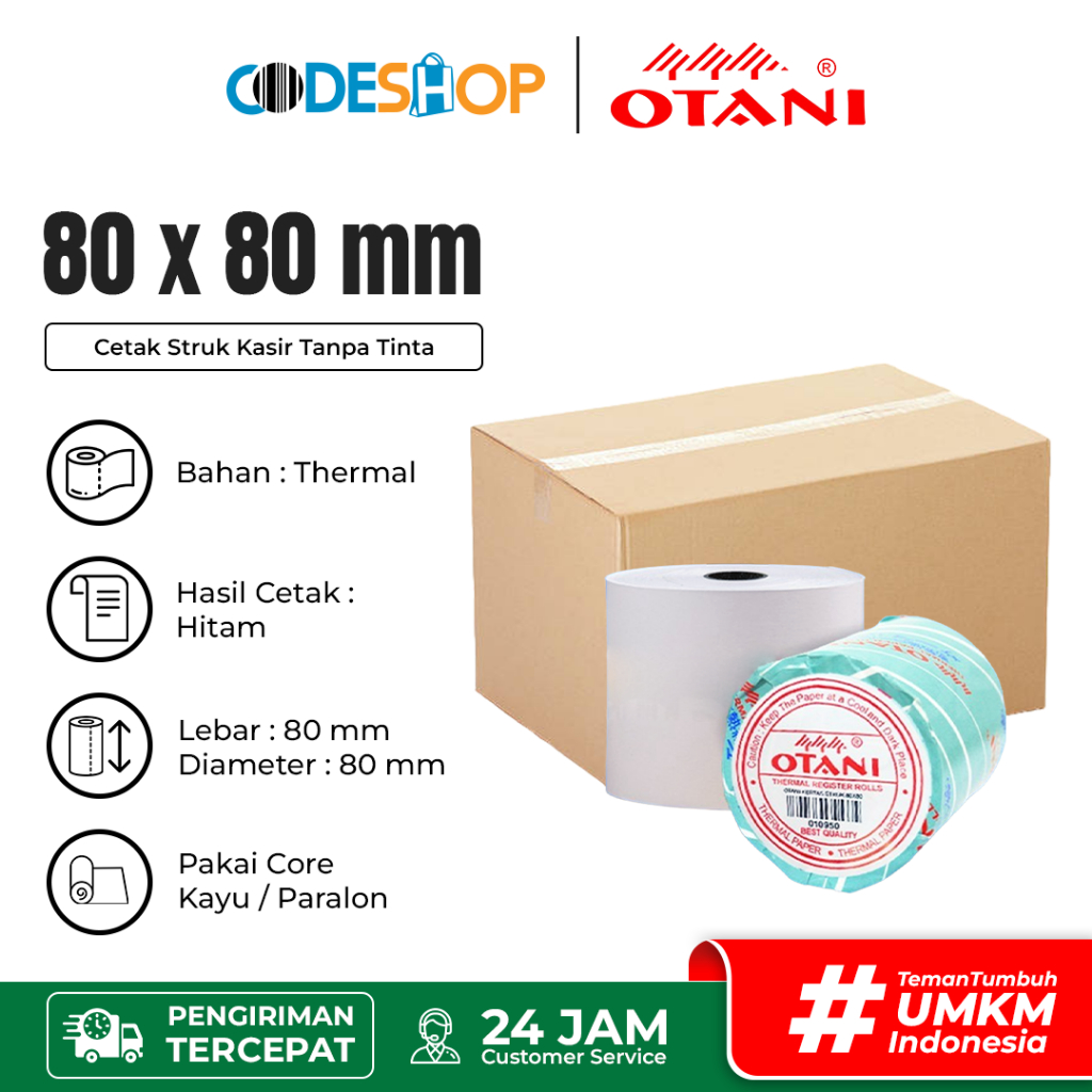 Jual Dus Kertas Thermal Otani 80x80 mm Printer Kasir Epson Matrix Point ...