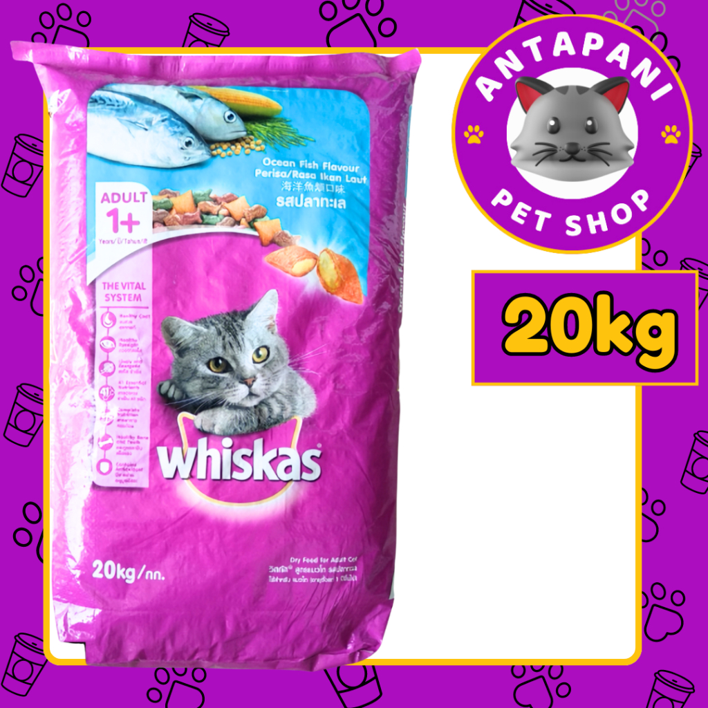 Jual WHISKAS ADULT OCEAN FISH 20KG khusus EKSPEDISI | Shopee Indonesia