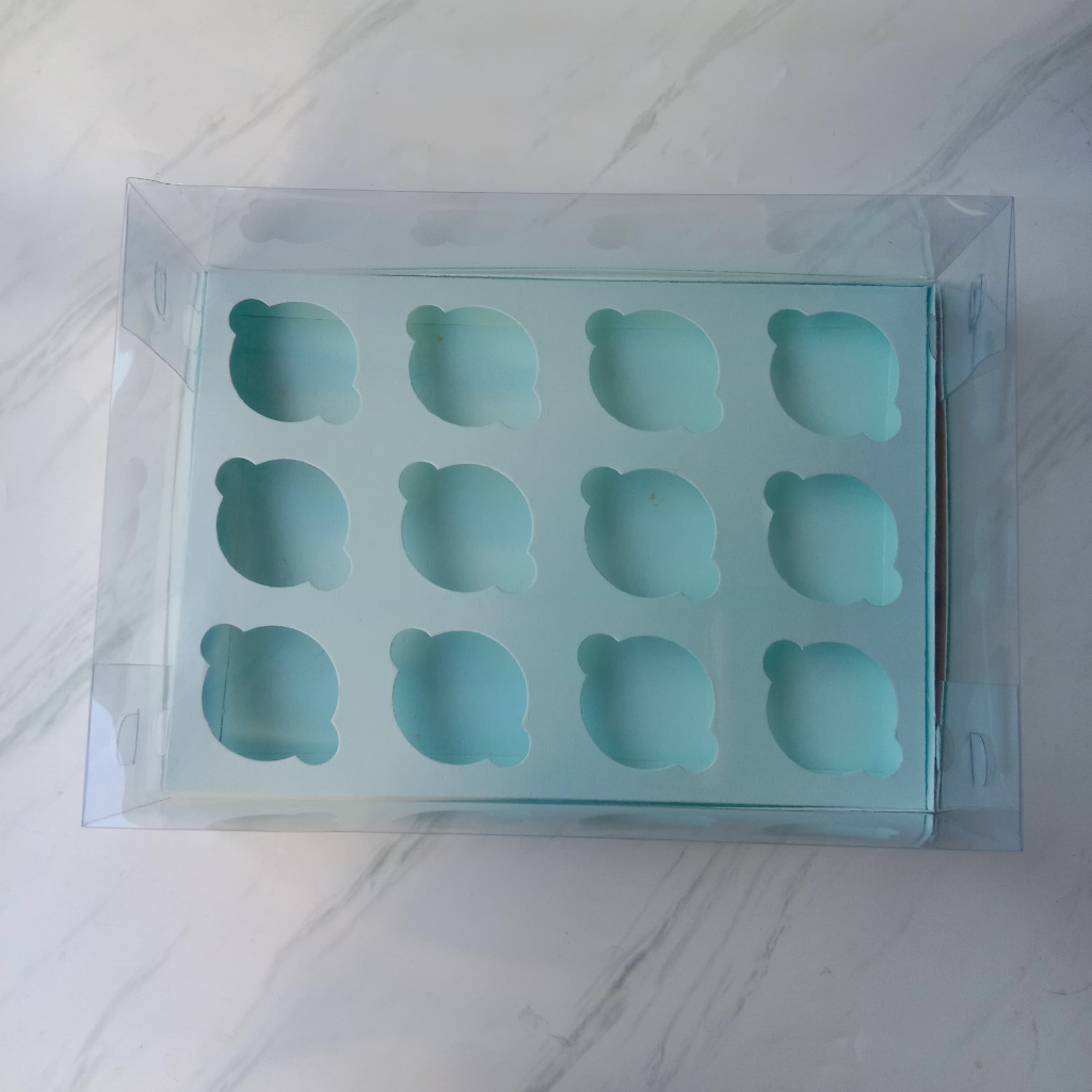 Jual Box Cupcake isi 12 Biru 35x25x12cm Kotak Mika Blue Dus Kue Kardus ...