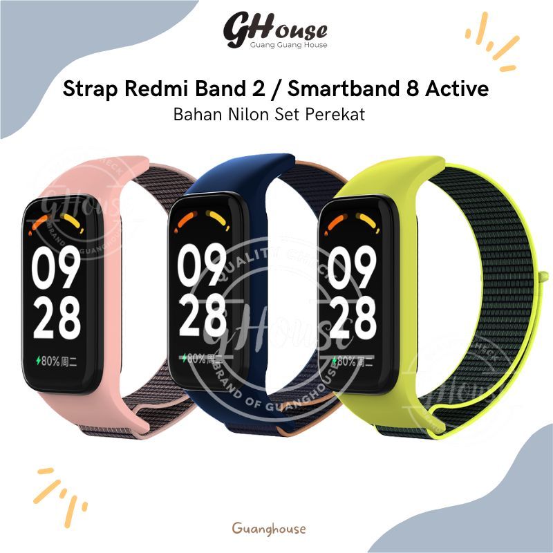 Jual Strap Redmi Band 2 Nilon Tali Strap Smartband 8 Active Nilon Pengait Perekat Bahan Nilon ...