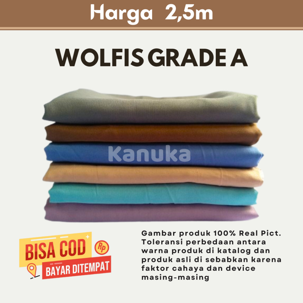 Jual Kain Wolfis Grade A Woolpeach Wolvis Harga 2.5m Bahan Wolpis untuk ...