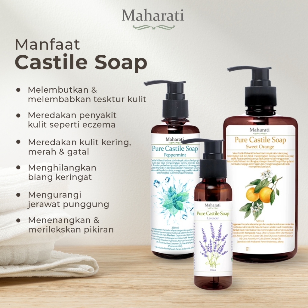 Jual Maharati castile soap Sabun Castile Sabun Alami 500ml sabun mandi ...