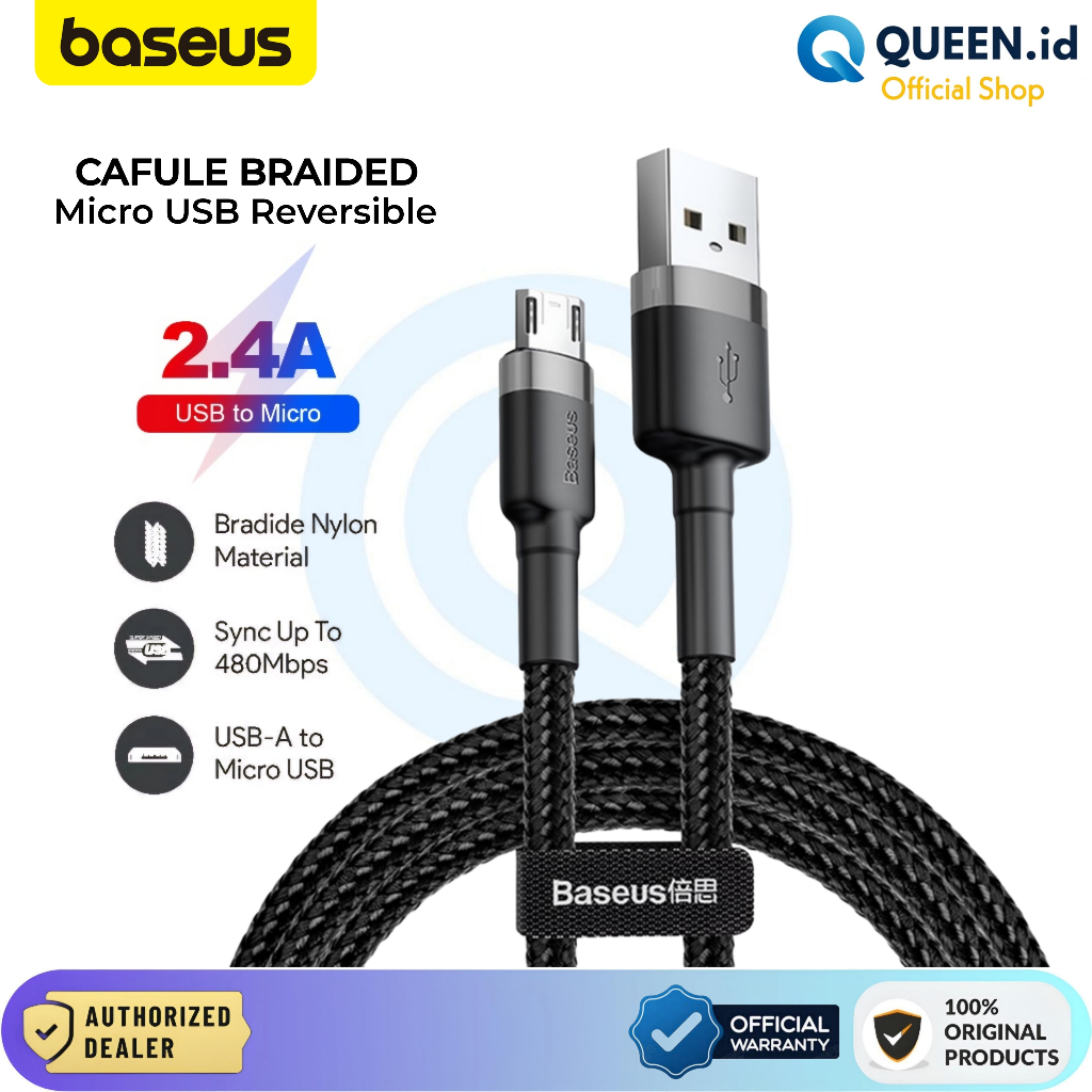 Jual Baseus Cafule Kevlar Reversible Micro USB 2.4A Data Cable - Kabel ...