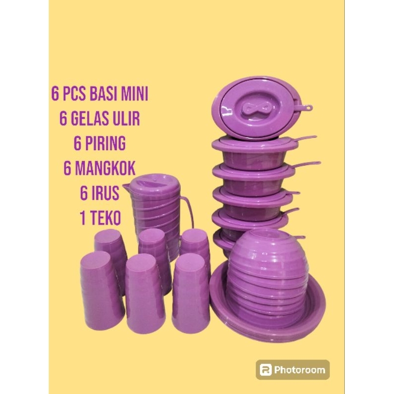 Jual SET 31 PCS ( 6 BASI MINI ,,6 GELAS ,, 6 MANGKOK,, 6 PIRING JUMBO,, 6 IRUS,, 1 TEKO ...
