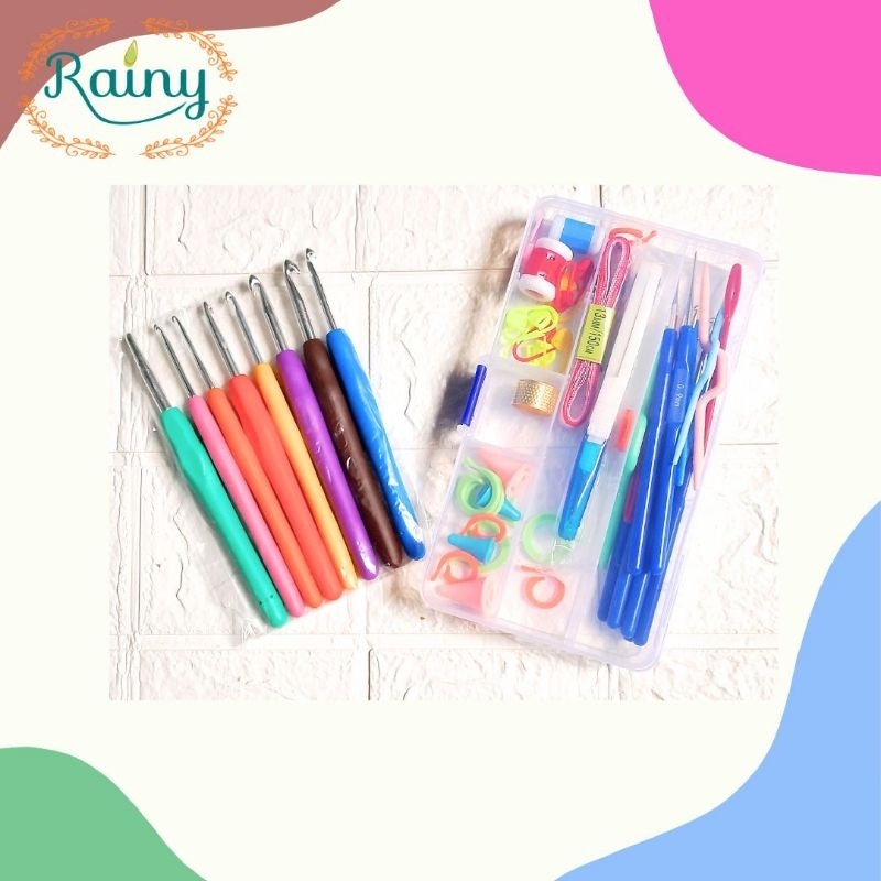 Jual 1 Kotak Set Alat Rajut Lengkap | Set Box Perlengkapan Merajut ...
