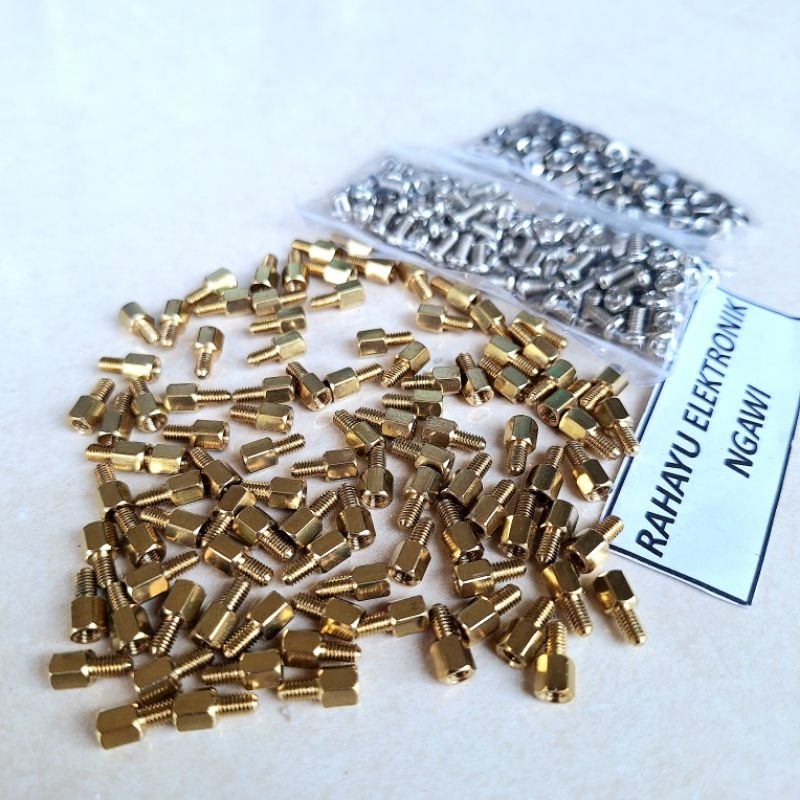 Jual (50 Biji) SPACER SPICER BESI PENDEK M3 0,5 / 1/2 CM Tiang PCB | Shopee Indonesia