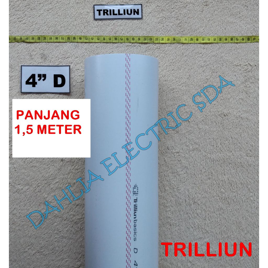 Jual PIPA PVC 4 INCH D PUTIH TRILLIUN PANJANG 1,5 METER (150cm ...