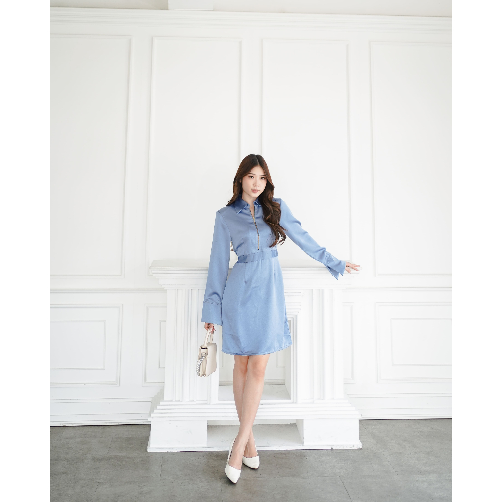 Jual HER VOGUE Gia Dress | satin mini sleting jalan meeting dinner ...