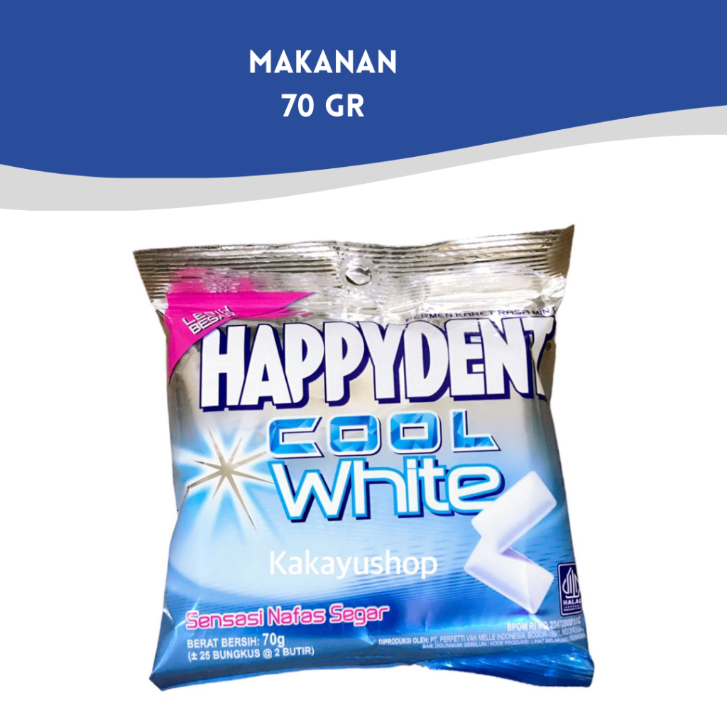 Jual HAPPYDENT Cool White Pouch Permen Karet 70 gr - Makanan | Shopee ...