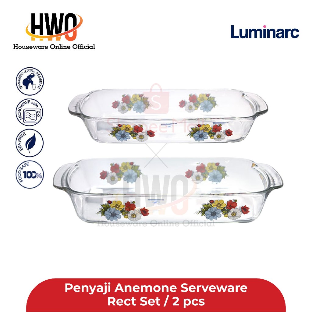 Jual Luminarc Penyaji Anemone Serveware Rect Set / 2 pcs | Shopee Indonesia