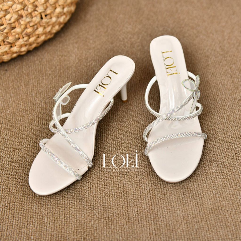 Jual LOEI Fairy Heels Princess Kupu-kupu Wanita Sepatu Hak Tali Korean ...