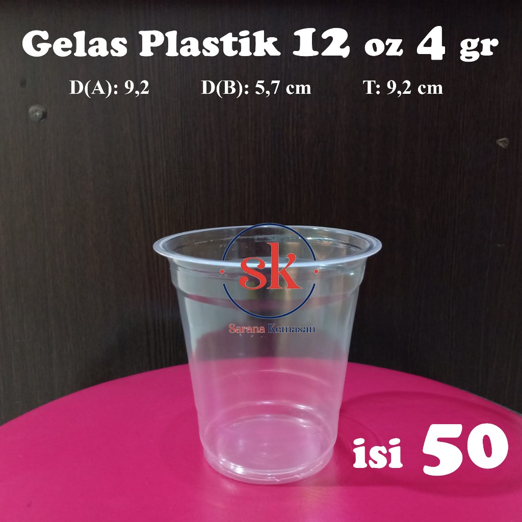 Jual (ISI 50) Gelas Cup Plastik Minuman Es 12 oz 4 gr | Shopee Indonesia