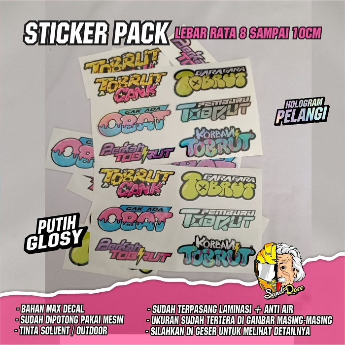 Jual sticker racing tobrut print cuting / stiker kata viral lucu jangan ya dek sekop helm motor ...