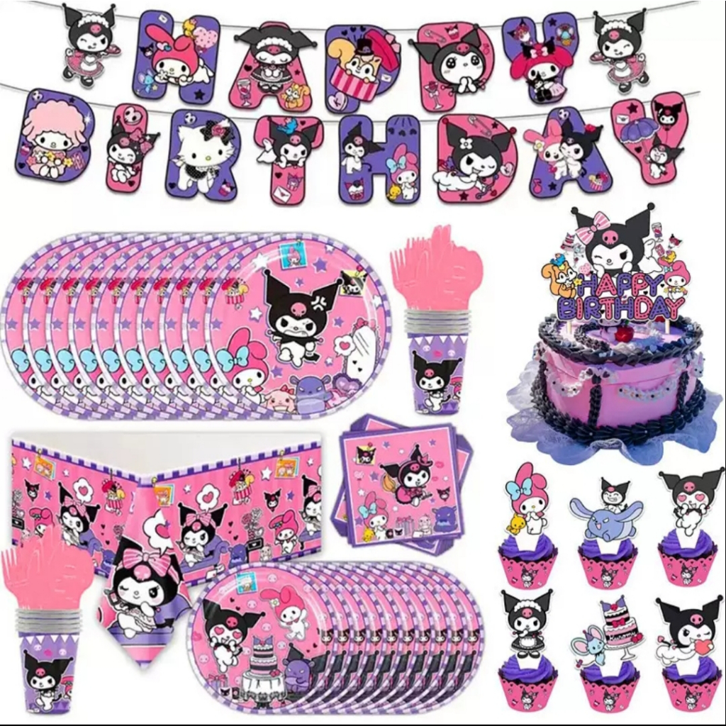 Jual dekorasi kuromi karakter sanrio banner kuromi , topper cake ...