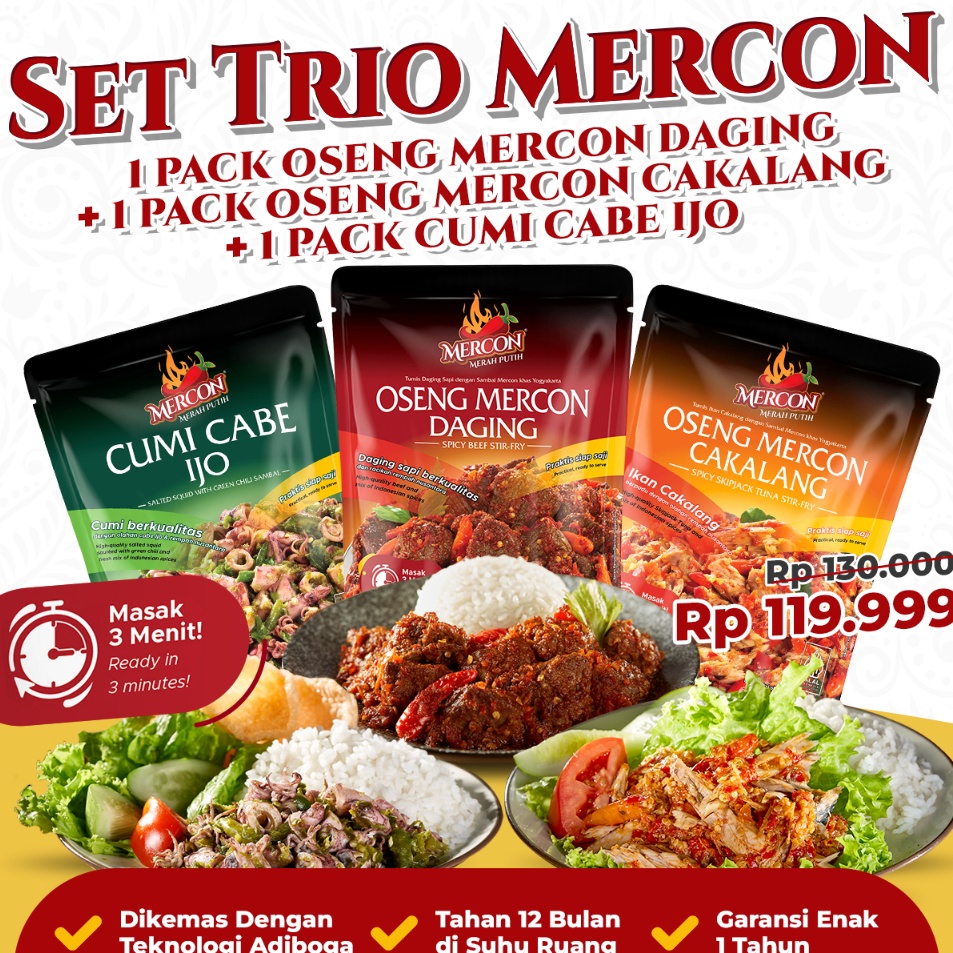 Jual SuperSale Mercon Merah Putih Set Trio Mercon Oseng Mercon Daging ...