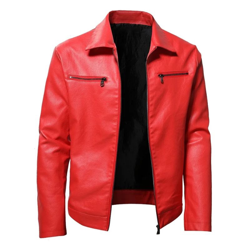 Jual Jaket Kulit Pria Safari Kantor Ready Warna Merah Dan Hitam ...