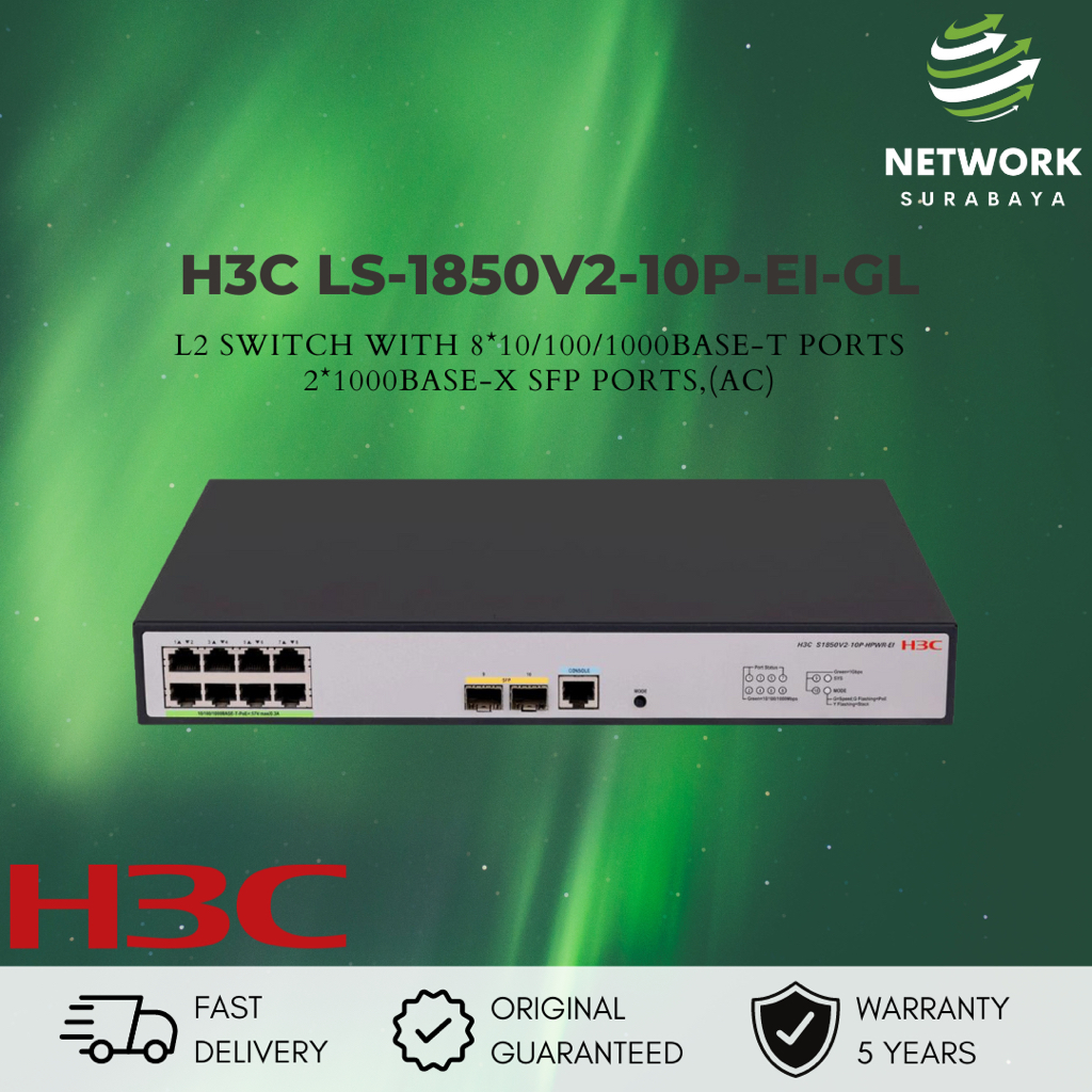 Jual H3C LS-1850V2-10P-EI-GL 8 Gigabit Port dan 2*SFP Port Manage ...