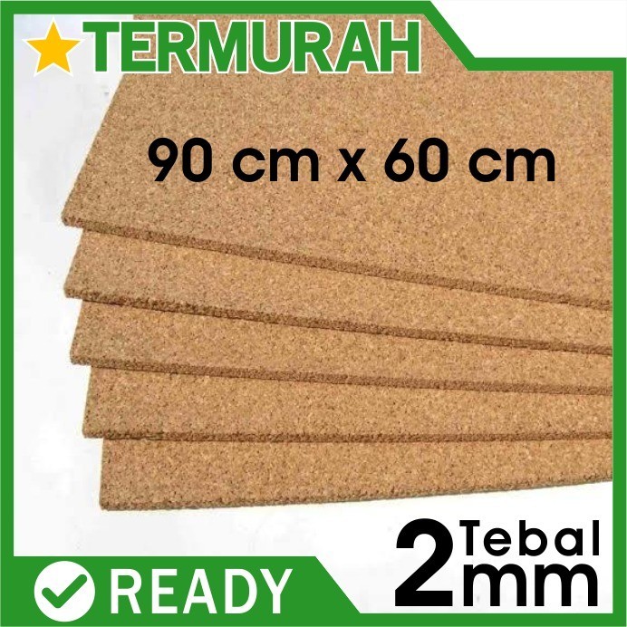 Jual cork board 2mm 60cm x 90cm / cork sheet gabus patah mading tanpa frame murah lembaran ...