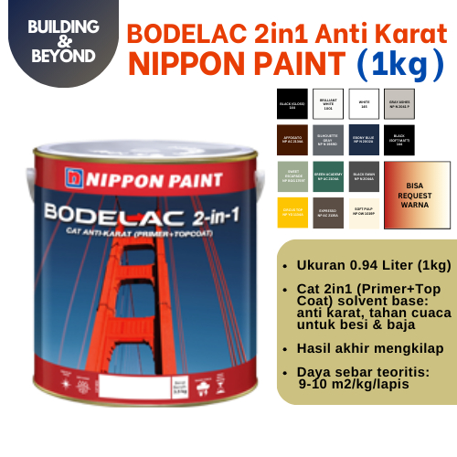 Jual NIPPON PAINT BODELAC CAT BESI BAJA ANTI KARAT PRIMER + TOP COAT 1 KG / BODELAC 2 IN 1 CAT ...