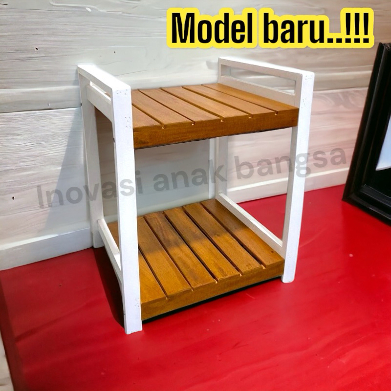 Jual Model baru 2 susun Meja Dispenser Galon Rak Rice Cooker Rak Kayu ...