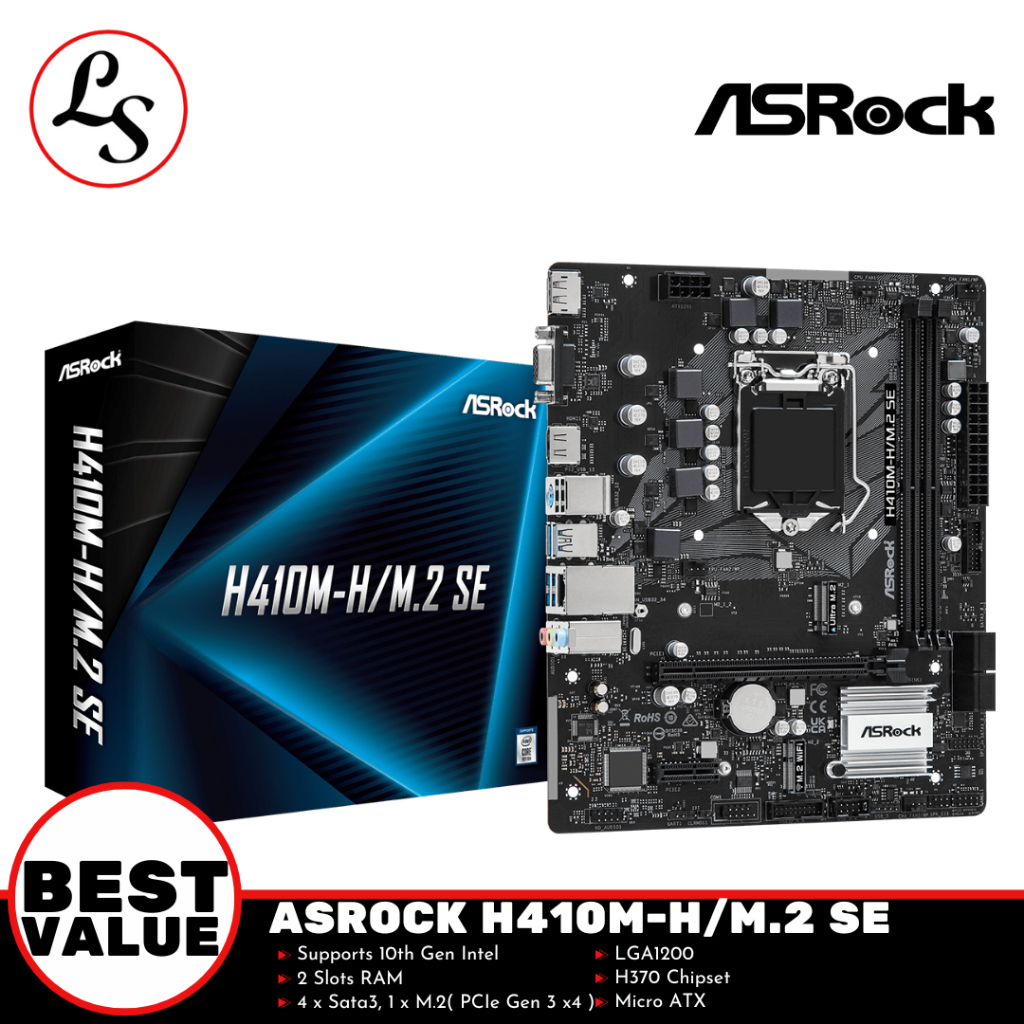 Jual ASROCK MOTHERBOARD H410M-H/M.2 SE (LGA1200 / H410 / DDR4) | Shopee ...