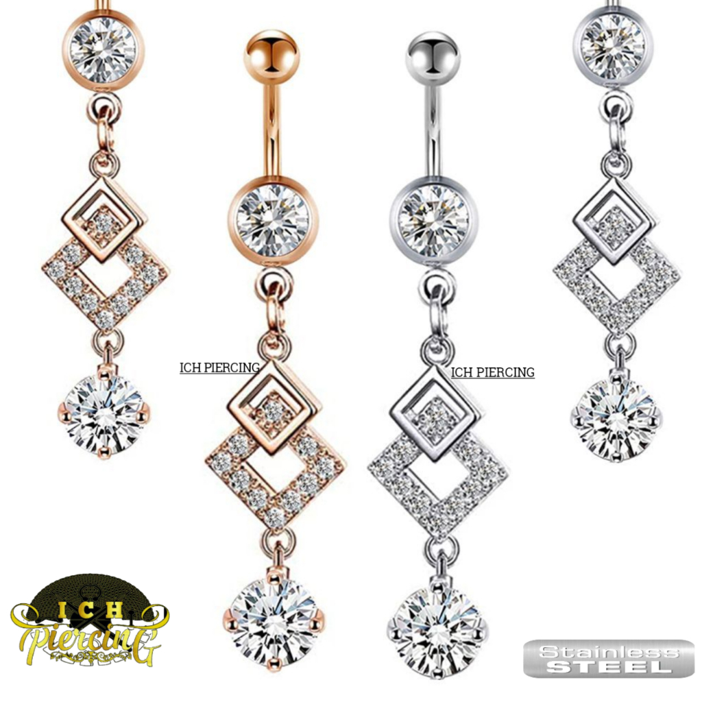 Jual ICH Anting Pusar belly segitiga / Belly Piercing segitiga Permata ...