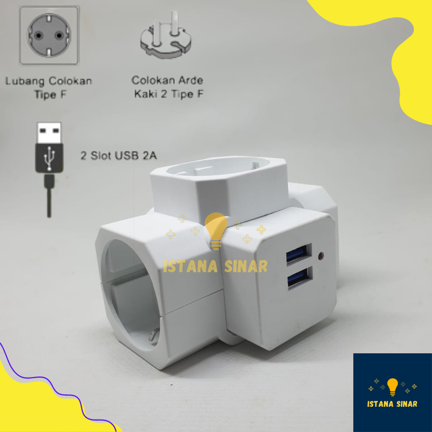 Jual Steker T Arde + USB colokan listrik Lampu indikator Terminal ...