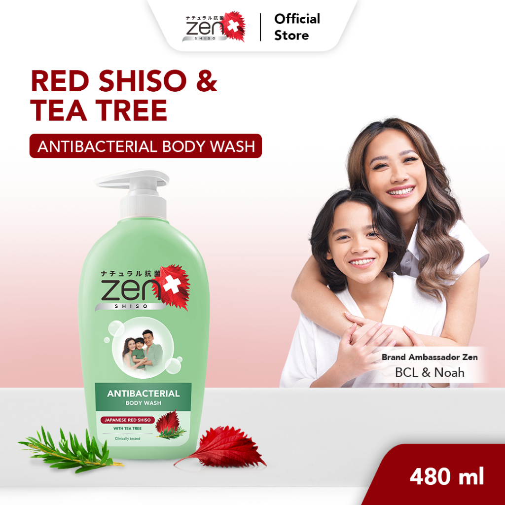 Jual Zen Antibacterial Body Wash Shiso & Tea Tree Pump 480ml | Shopee Indonesia