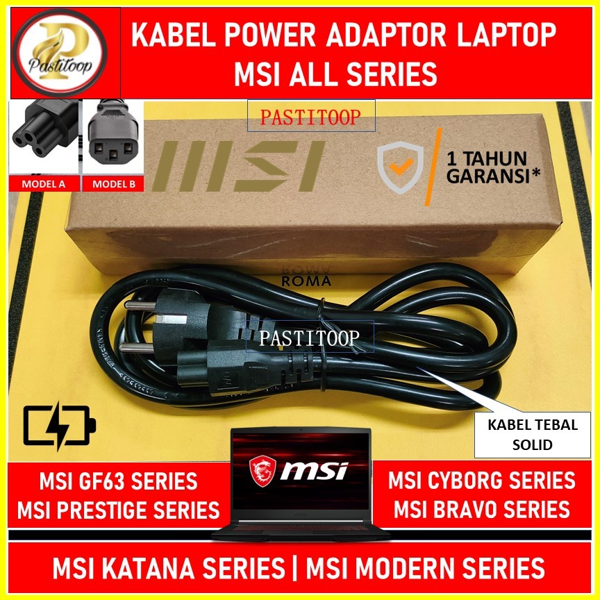Jual Kabel power adaptor charger laptop MSI katana 3 lubang ORIGINAL ...