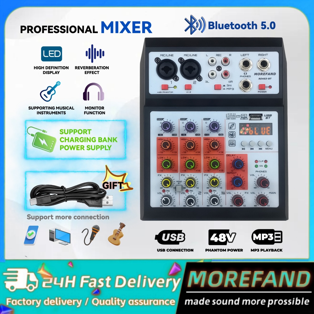 Jual Morefand Mixer Audio Profesional kecil 4 Saluran Mendukung ...