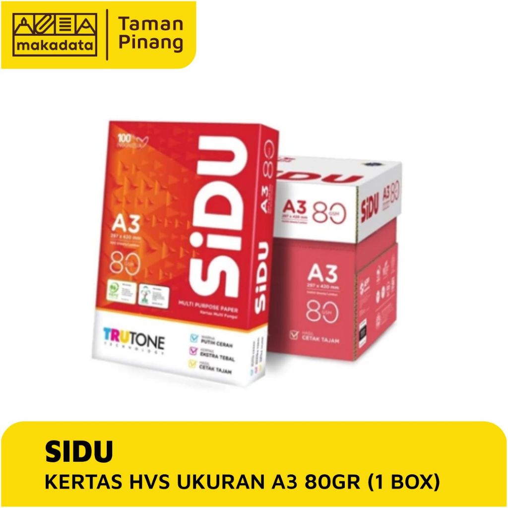 Jual KERTAS HVS / KERTAS FOTOCOPY / KERTAS PRINT SIDU A3 80 GRAM (1 BOX) | Shopee Indonesia