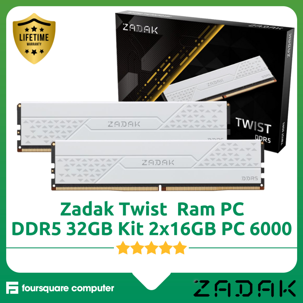Jual Ram Zadak Twist DDR5 32GB Kit 2x16GB PC 6000 Mhz White Putih ...