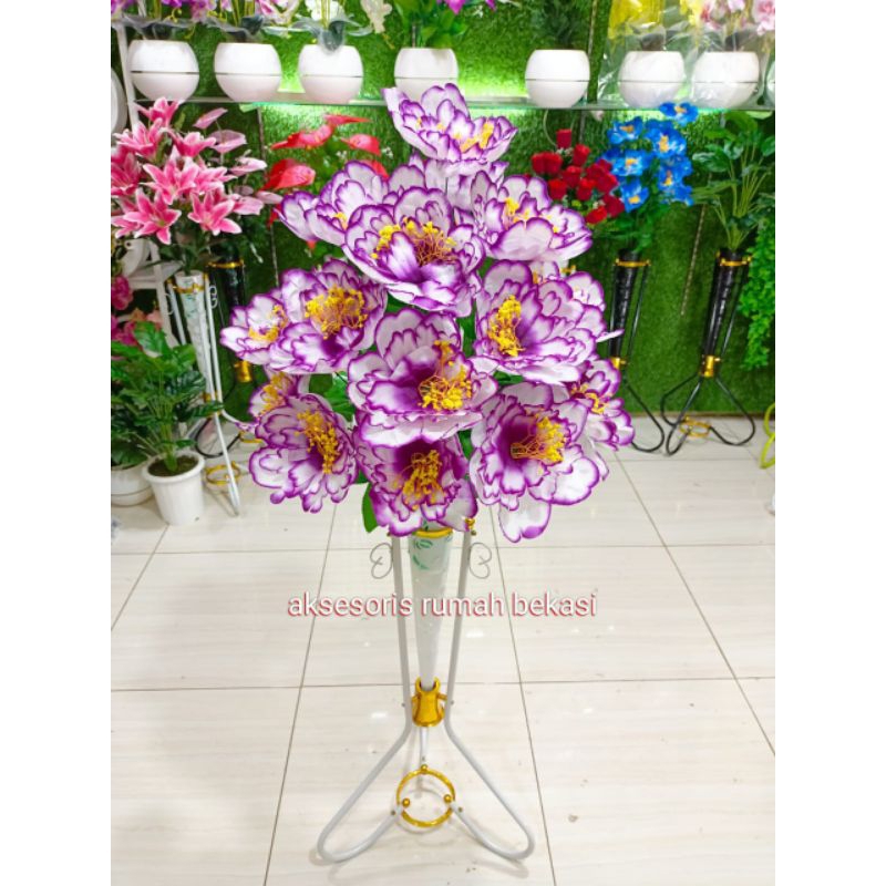 Jual RANGKAIAN BUNGA PEONY ARTIFICIAL 18 KUNTUM DENGAN POT STANDING ...