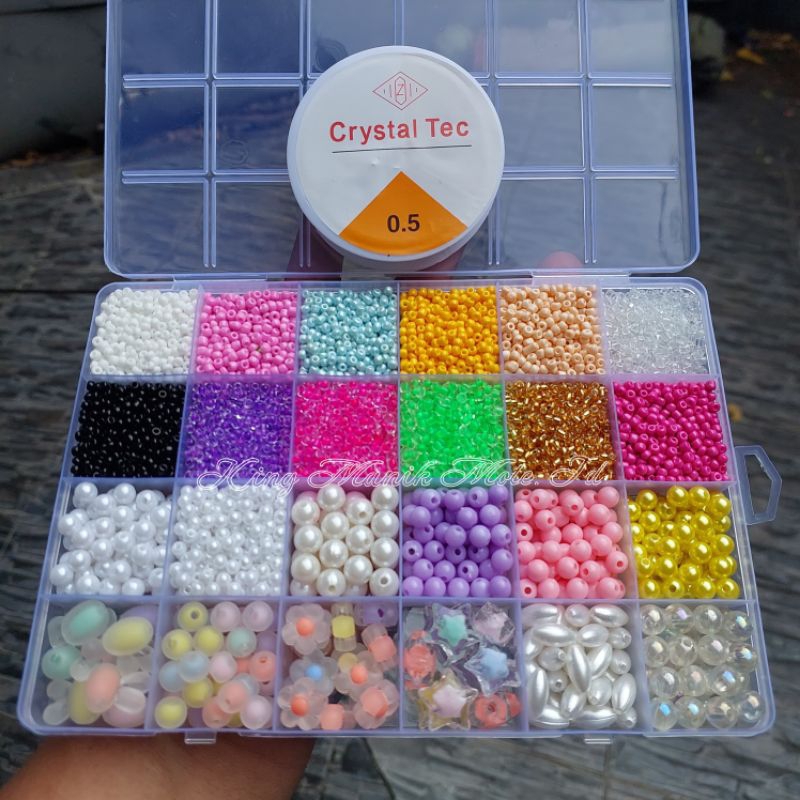 Jual Manik Manik Mote Pasir 8/o 3mm ++ Manik Topping Paket Murah Box 24 ...