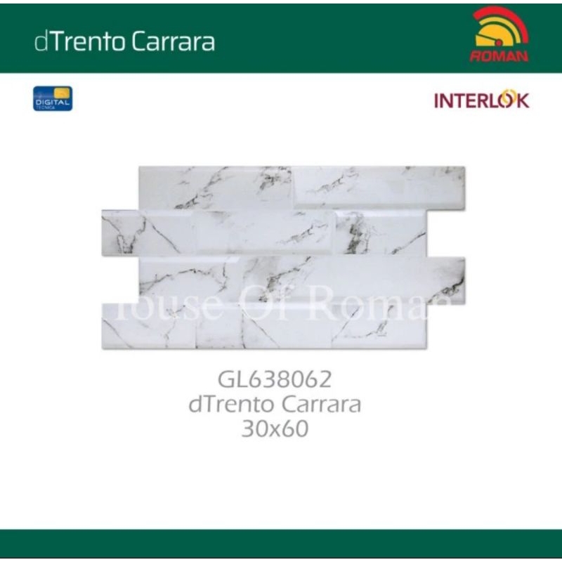Jual Roman Interlok Marble Mood GL638062 dTrento Carrara 60x30 ...