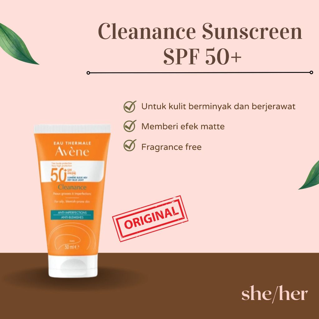 Jual AVENE Cleanance Sunscreen SPF 50+ PA+++ Untuk Kulit Berminyak ...