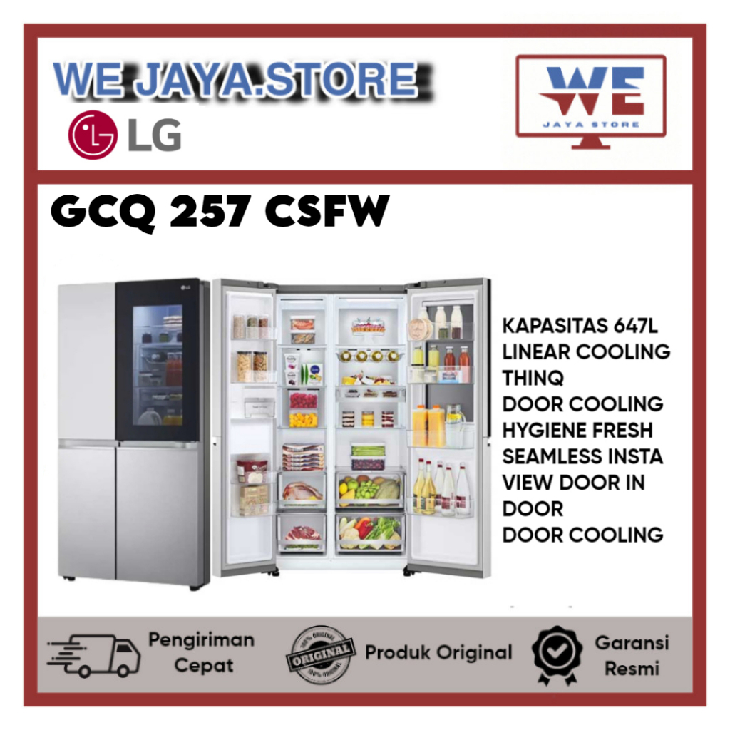 Jual KULKAS LG SIDE BY SIDE GC-Q257CSFW Side By Side 694 Liter Instaview Door In Door Linear ...