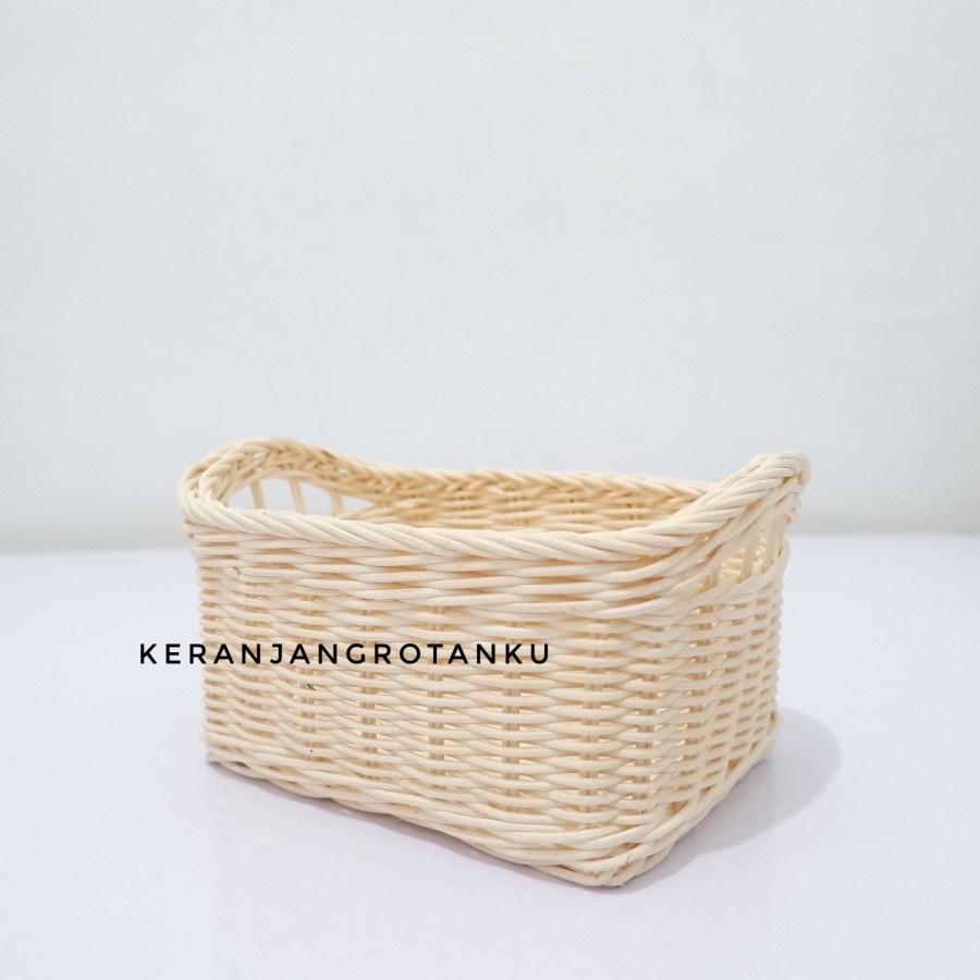 Jual Keranjang Rotan Persegi Panjang 22x15x10 Handle | Shopee Indonesia