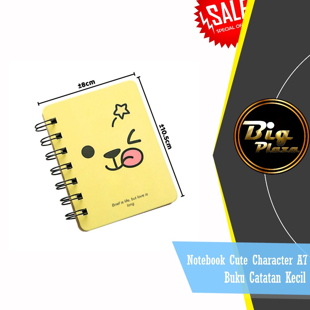 Jual Notebook Cute Character A7 Buku Catatan Kecil Bergaris Mini Diari ...