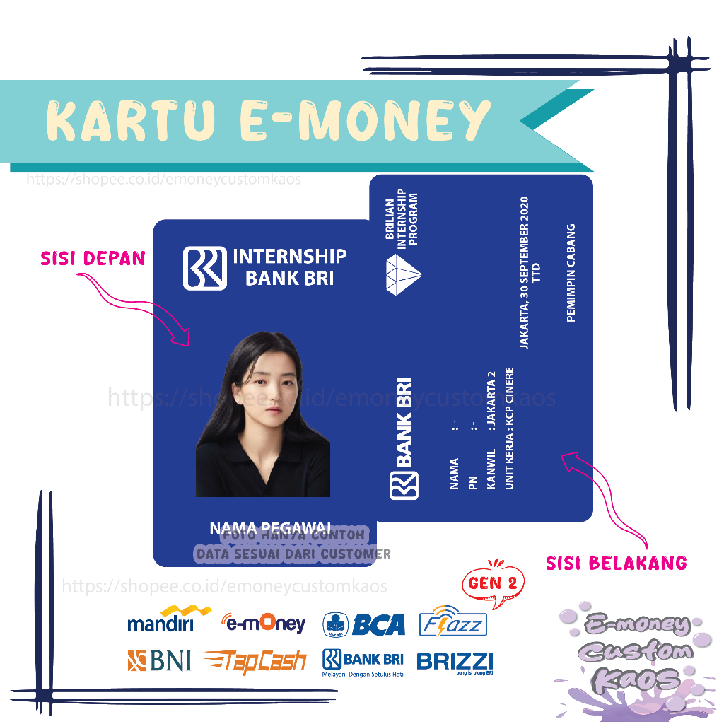 Jual KARTU ID CARD BANK BRI INTERNSHIP BUMN KARTU PEGAWAI BRIZZI BRIZI ...