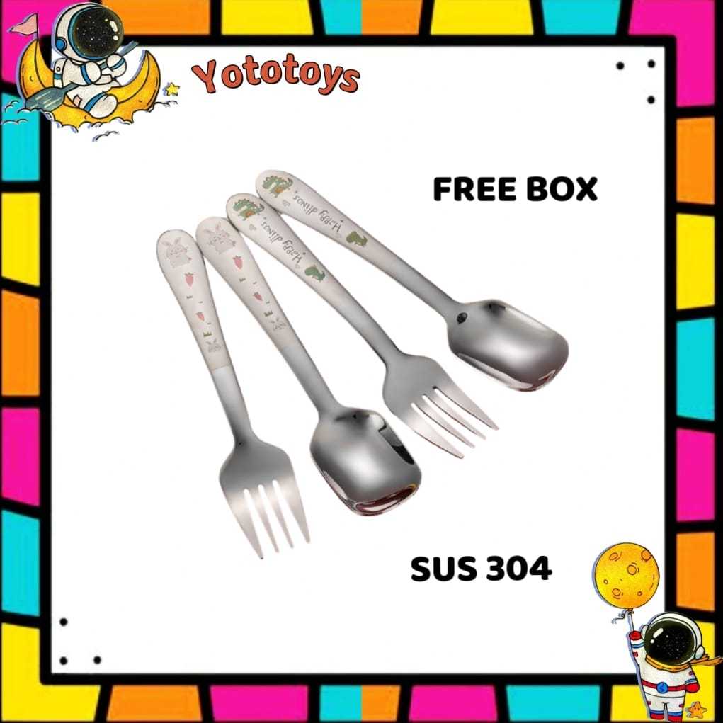 Jual Set Sendok garpu stainless motif lucu Model PETAK | alat makan ...