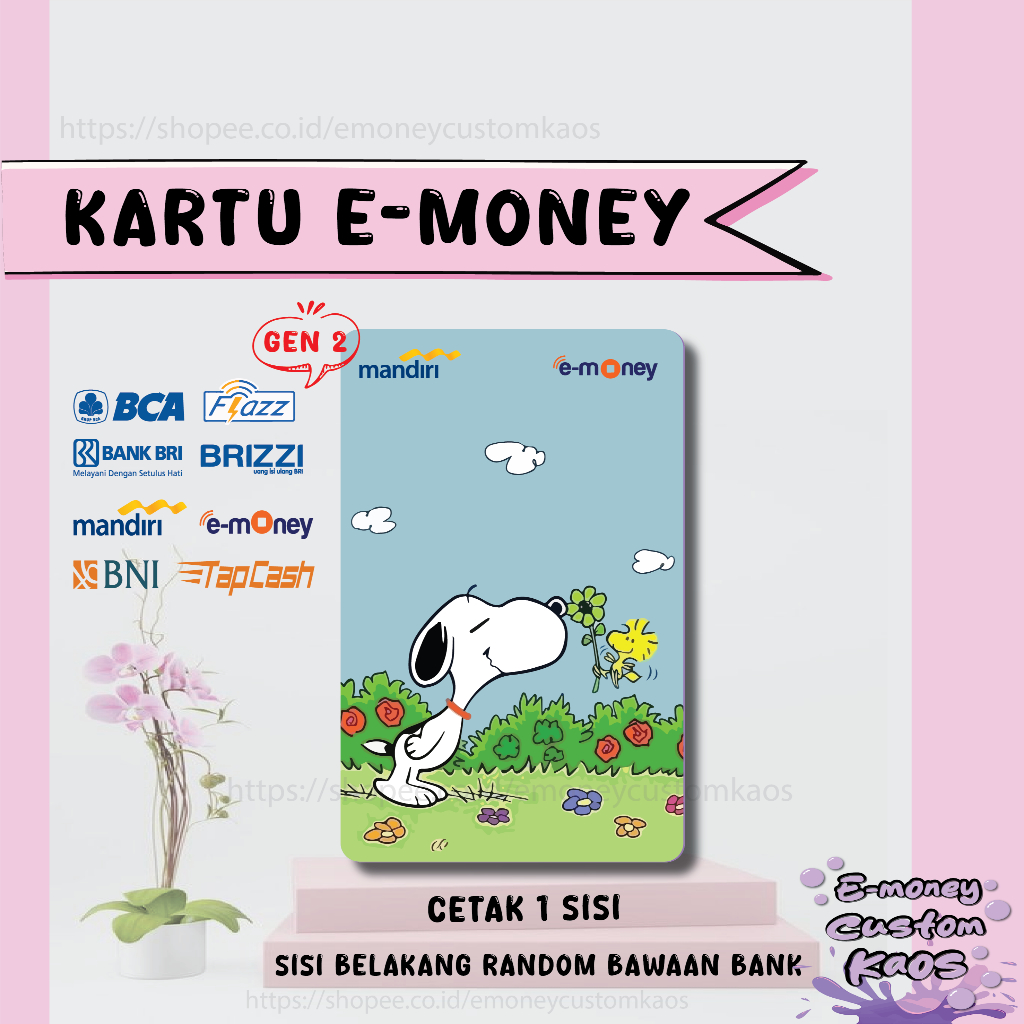 Jual KARTU EMONEY ANIME SNOOPY WOODSTOCK MANDIRI FLAZZ BCA BNI TAPCASH ...